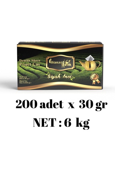 HANZADEM ÇAY SİYAH İNCİ DEMLİK POŞET ÇAY & 1.KALİTE RİZE ÇAYI ( 200 ADET X 30 GR = 6 KG ) HANZADEM ÇAY SİYAH İNCİ DEMLİK POŞET ÇAY & 1.KALİTE RİZE ÇAYI ( 200 ADET X 30 GR = 6 KG )