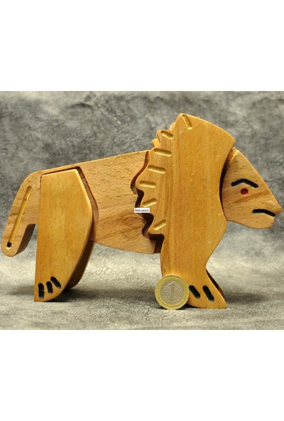 Qetum Mıknatıslı Ahşap Aslan Qetum Mıknatıslı Ahşap Aslan