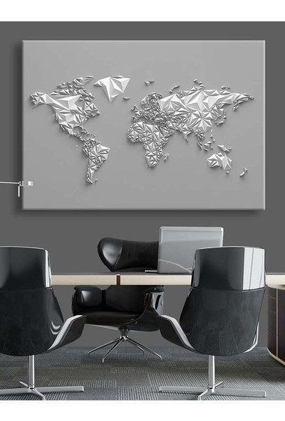 Voovart Modern Soyut Dekoratif Dünya Haritası Kanvas Tablo - VOOV2124 Voovart Modern Soyut Dekoratif Dünya Haritası Kanvas Tablo - VOOV2124