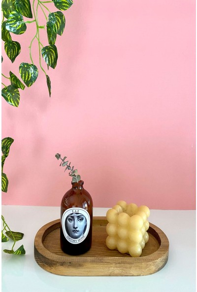 Emtory Home Dekoratif Fornasetti Amber Cam Şişe Vazo 10CM Emtory Home Dekoratif Fornasetti Amber Cam Şişe Vazo 10CM