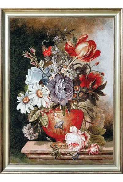 Goblen Dokuma Çiçek Tasarım Tablo Goblen Dokuma Çiçek Tasarım Tablo