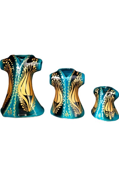 Ege Zümrüt Yeşilli Altın Yaldızlı Kaftan Seti