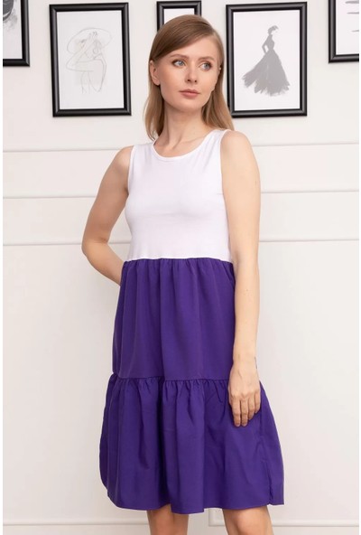 SGE Mor Renk Kalın Askılı Yazlık Elbise