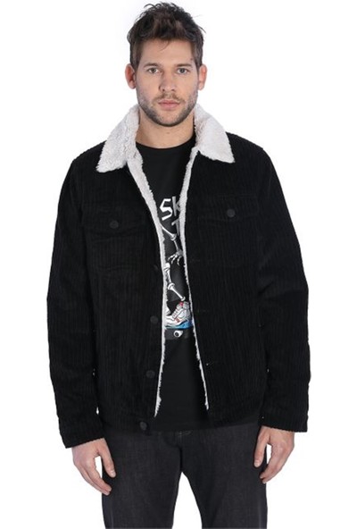 Whitney Erkek Kadife Içi ve Yakası Kürklü Siyah Ceket Whitney Erkek Kadife Içi ve Yakası Kürklü Siyah Ceket