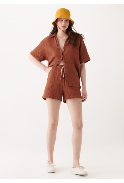 Mavi Kahverengi Şort