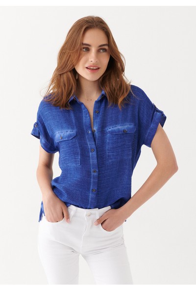 Mavi Çift Cepli Mavi Gömlek
