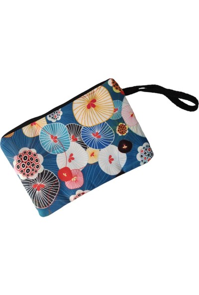 Mavi Çiçekler Clutch Portföy Çanta Mavi Çiçekler Clutch Portföy Çanta