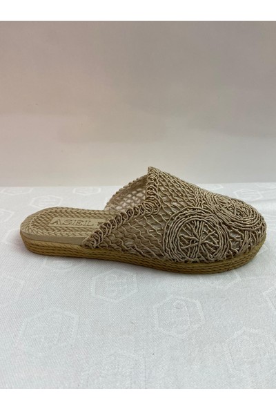 Asel 525 Hasır Terlik/vizon/36