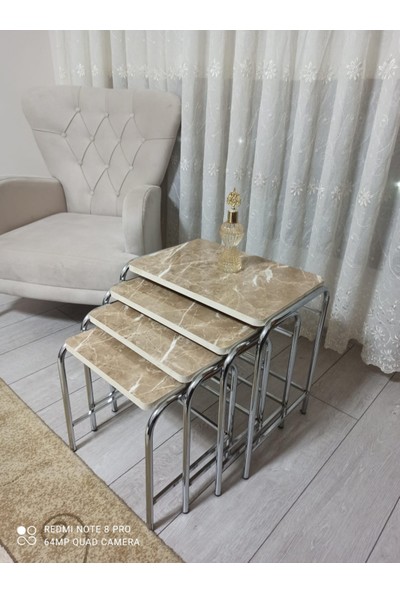 Güvenç Zigon Sehpa Nikelaj Kaplama Metal Ayaklı Kahverengi Mermer Desen Güvenç Zigon Sehpa Nikelaj Kaplama Metal Ayaklı Kahverengi Mermer Desen