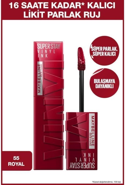 Super Stay Vinyl Ink Kalıcı Likit Parlak Ruj 55 Royal Super Stay Vinyl Ink Kalıcı Likit Parlak Ruj 55 Royal