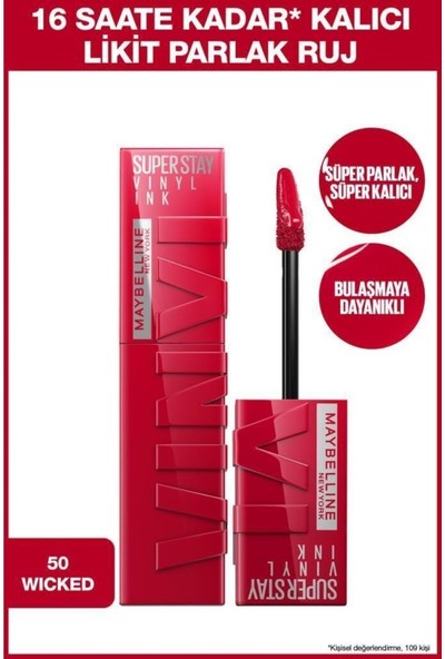 Super Stay Vinyl Kalıcı Likit Parlak Ruj 50 Wicked Super Stay Vinyl Kalıcı Likit Parlak Ruj 50 Wicked