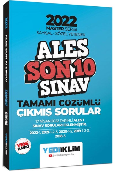 Yediiklim Yayınları ALES 2022 Master Serisi Sayısal Sözel Yetenek Son 10 Sınav Tamamı Çözümlü Çıkmış Sorular Yediiklim Yayınları ALES 2022 Master Serisi Sayısal Sözel Yetenek Son 10 Sınav Tamamı Çözümlü Çıkmış Sorular
