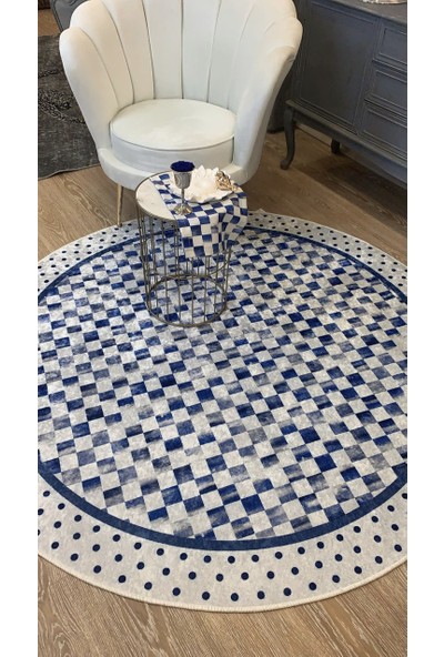 Brillant Robert Dama Desen Saçaksız Yuvarlak Halı