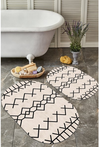 Tulip Dekorasyon 2'Li Yıkanabilir Antibakteriyel Kaymaz Tabanlı Banyo Takımı 50 x 60 cm - 60 x 100 cm