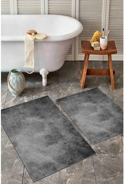 Tulip Dekorasyon 2'Li Yıkanabilir Antibakteriyel Kaymaz Tabanlı Banyo Takımı 50 x 60 cm - 60 x 100 cm