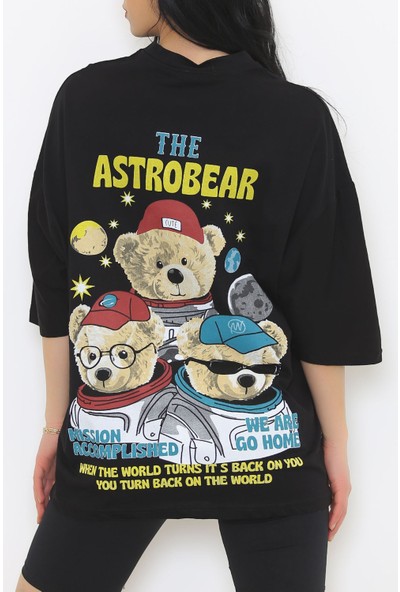 Moda Arka Baskılı Tişört Siyah Moda Arka Baskılı Tişört Siyah