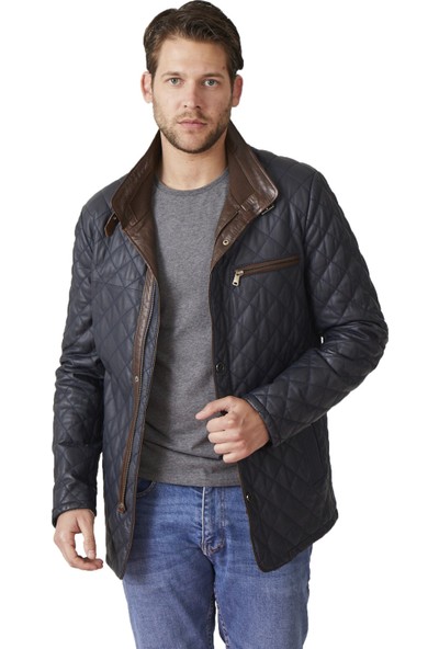 Deriderim Chester Lacivert Erkek Deri Mont