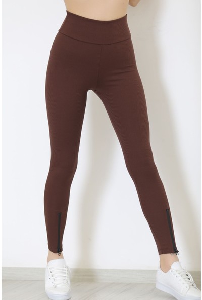 Fermuarlı Fitilli Tayt Kahve - 9155.1567. Fermuarlı Fitilli Tayt Kahve - 9155.1567.