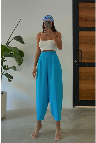 MyLove Pileli Dökümlü Pantolon Mavi