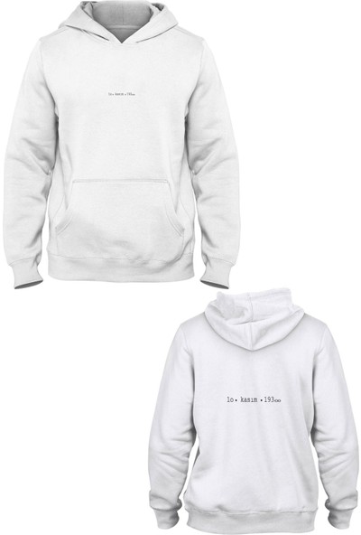 10 Kasım Ön Arka Baskılı Kapşonlu Sweatshirt BLL1541