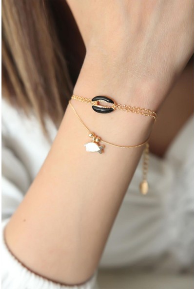 Clariss Deniz Kabuğu Figürlü Balık Detaylı Altın Kaplama Kadın Bileklik Clariss Deniz Kabuğu Figürlü Balık Detaylı Altın Kaplama Kadın Bileklik