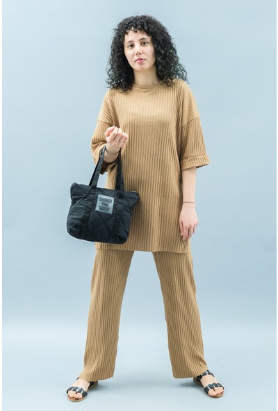 Shefoon Kapitone Desen Halat Kulplu Çanta Siyah Shefoon Kapitone Desen Halat Kulplu Çanta Siyah