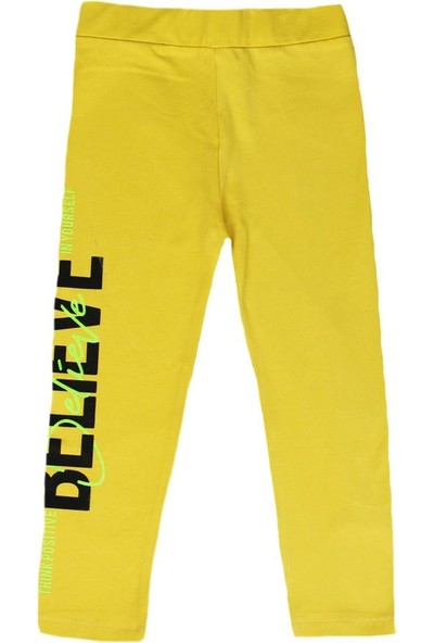 Alg 722895 Belıeve Baskılı Kız Tayt 8-12 Yaş Sarı