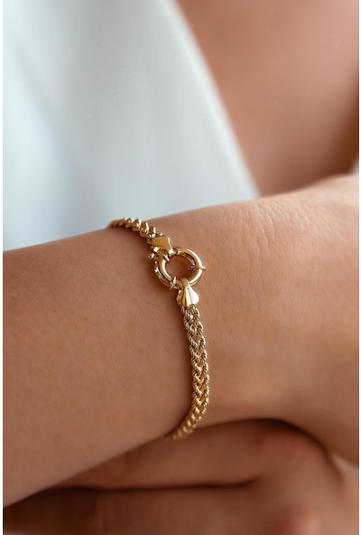 Zerkub Jewellery Burgu Çift Sıra Altın Bileklik
