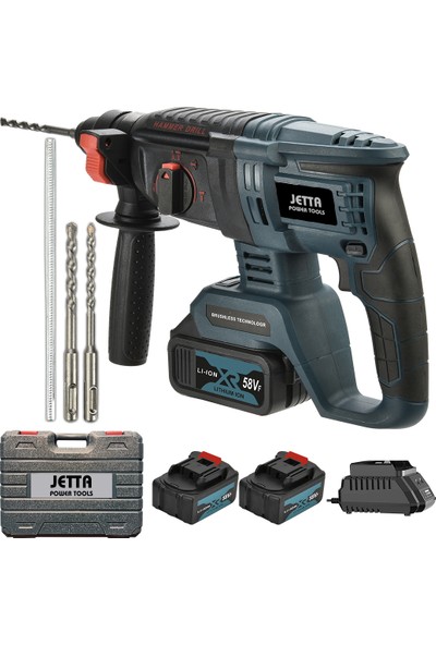 Jetta Power Tools Bakir Sargili Kömürsüz Motor Darbeli Çift Akülü Şarjlı Kırıcı Delici 2-26 mm Jetta Power Tools Bakir Sargili Kömürsüz Motor Darbeli Çift Akülü Şarjlı Kırıcı Delici 2-26 mm