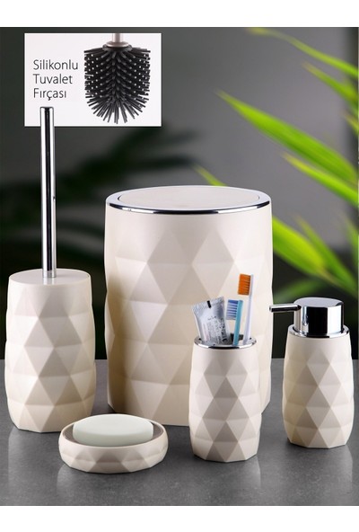 Akrilik Lüx Kırılmaz 5 Parça Banyo Seti Krem Akrilik Lüx Kırılmaz 5 Parça Banyo Seti Krem