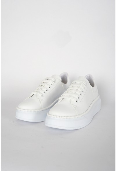 Munshoes Beyaz Kalın Taban Spor Ayakkabı CL119