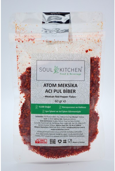 Soul Kitchen Atom Meksika Acı Pul Biber 60 gr Soul Kitchen Atom Meksika Acı Pul Biber 60 gr