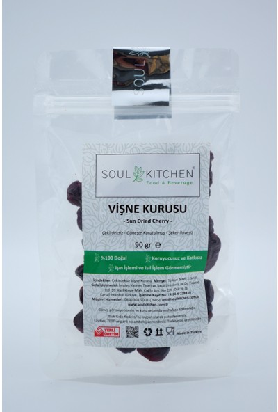 Soul Kitchen Vişne Kurusu 90 gr Çekirdeksiz Şeker İlavesiz Güneşte Kurutma
