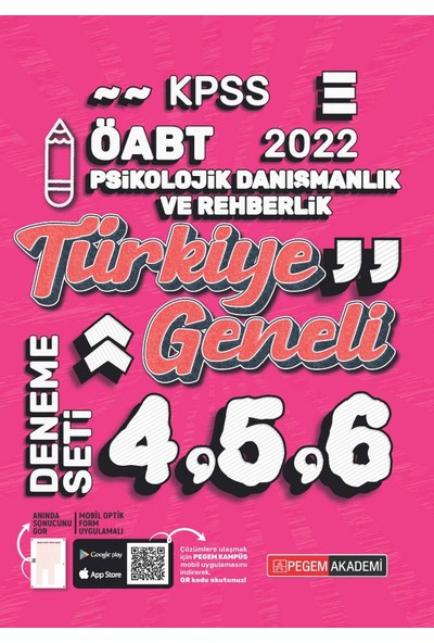 Pegem Akademi Yayıncılık 2022 KPSS ÖABT Psikolojik Danışma ve Rehberlik 4-5-6 (3'lü Deneme Pegem Akademi Yayıncılık 2022 KPSS ÖABT Psikolojik Danışma ve Rehberlik 4-5-6 (3'lü Deneme