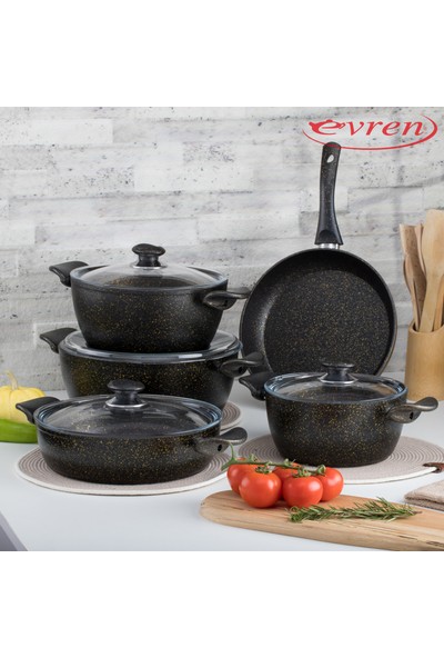 EVREN MUTFAK Naturel Granit 9 Parça Set
