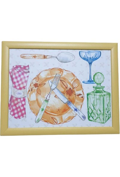 Minderli Desenli Keyif Tepsisi Kahvaltı Tepsisi Sarı Minderli Desenli Keyif Tepsisi Kahvaltı Tepsisi Sarı