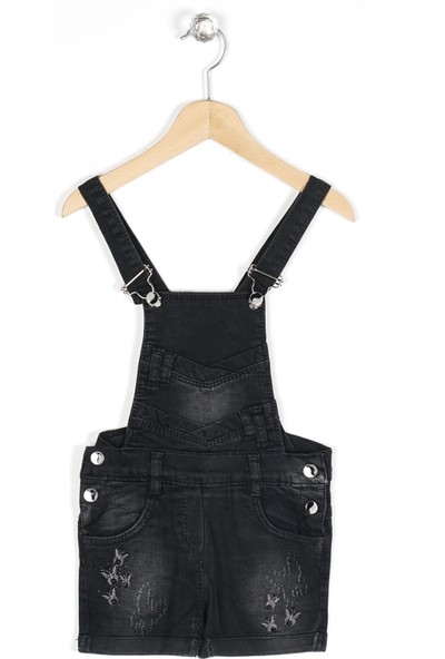 Zepkids Kız Çocuk Kelebek Nakışlı Salopet 3-12 Yaş