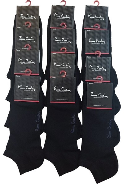 Pierre Cardin Kutulu 12 Çift Bambu Erkek Siyah Patik Çorap