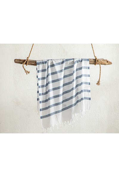 Merisa Pamuklu Çizgili Peştamal 90X150 cm Lacivert – Yeşil