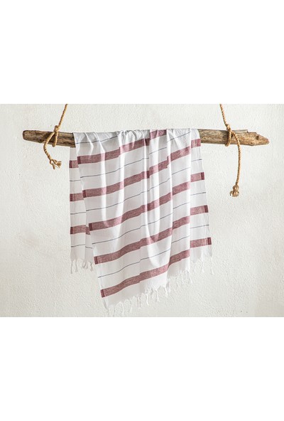 Merisa Pamuklu Çizgili Peştamal 90X150 cm Bordo-Lacivert
