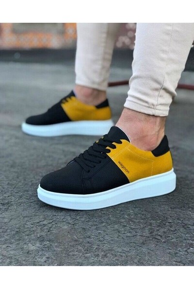 Pabucmarketi Siyah Sarı Süet Erkek Spor Ayakkabı Pabucmarketi Siyah Sarı Süet Erkek Spor Ayakkabı