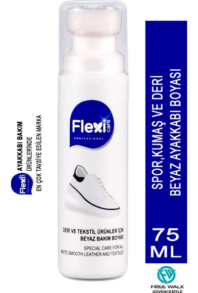 Flexi Care Spor Beyaz Deri ve Kumaş Ayakkabı Boyası 75 Ml.