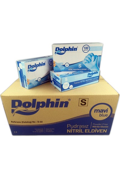 Dolphin Nitril Pudrasız Eldiven Small Mavi 100’lü 20 Paket Dolphin Nitril Pudrasız Eldiven Small Mavi 100’lü 20 Paket