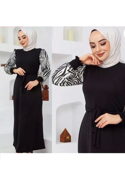 Moda Seraç Zebra Kol Elbise