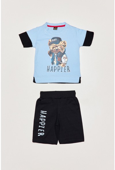 FullaModa Baskılı Bisiklet Yaka Çocuk Ikili Takım