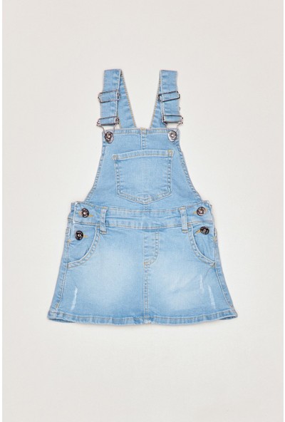 FullaModa Cepli Çocuk Kot Salopet