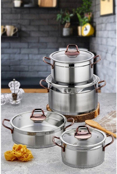 Wonder 8 Parça Paslanmaz Çelik Tencere Seti