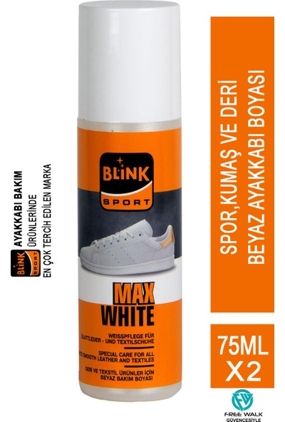 Blink Sport Beyaz Renkli Spor, Deri ve Kumaş Ayakkabı Boyası 75 ml x 2 Adet Blink Sport Beyaz Renkli Spor, Deri ve Kumaş Ayakkabı Boyası 75 ml x 2 Adet