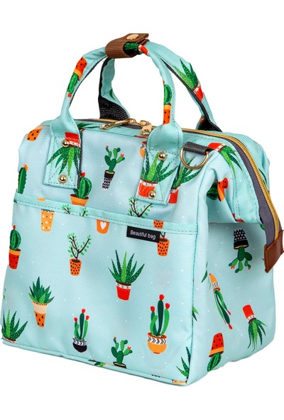 Beautiful Bag Askılı Termal Yemek Çantası Kaktüs Desenli Beautiful Bag Askılı Termal Yemek Çantası Kaktüs Desenli