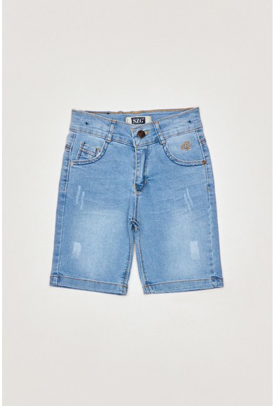 FullaModa Eskitme Görünümlü Çocuk Kot Kapri